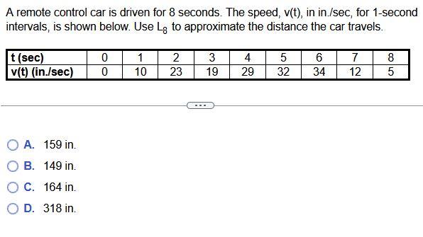 Solved A remote control car is driven for 8 seconds. The | Chegg.com