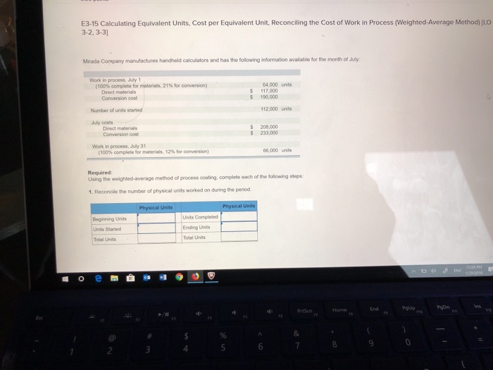 Solved E3-15 Calculating Equivalent Units, Cost per | Chegg.com