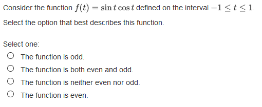 Solved Consider the function f(t) = sint cost defined on the | Chegg.com