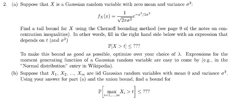 2. (a) Suppose that X is a Gaussian random variable | Chegg.com