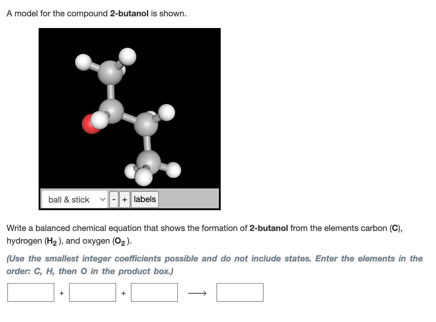 Solved A model for the compound 2-butanol is shown. Write a | Chegg.com