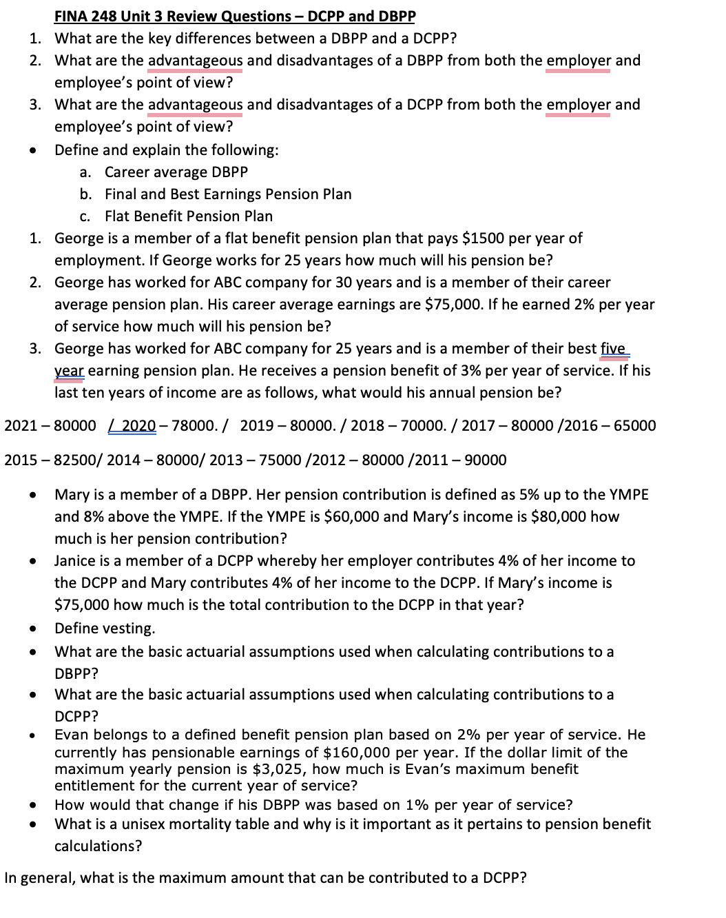 Solved FINA 248 ﻿Unit 3 ﻿Review Questions - ﻿DCPP and | Chegg.com