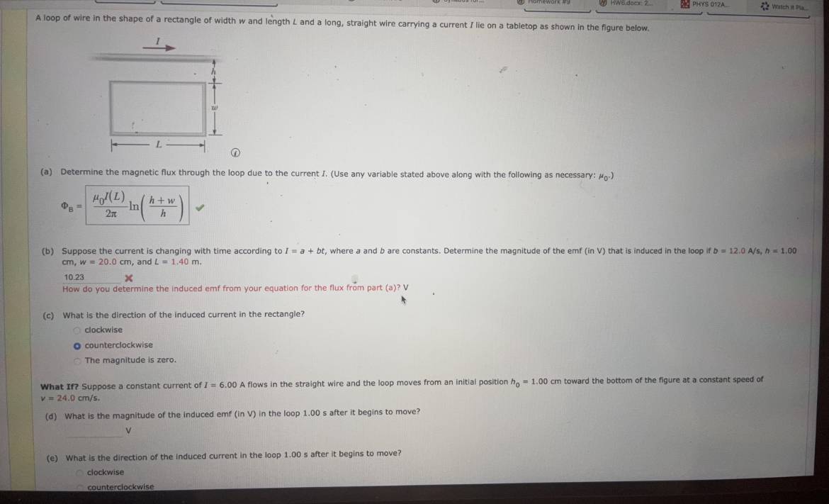 Solved A loop of wire in the shape of a rectangle of width w | Chegg.com