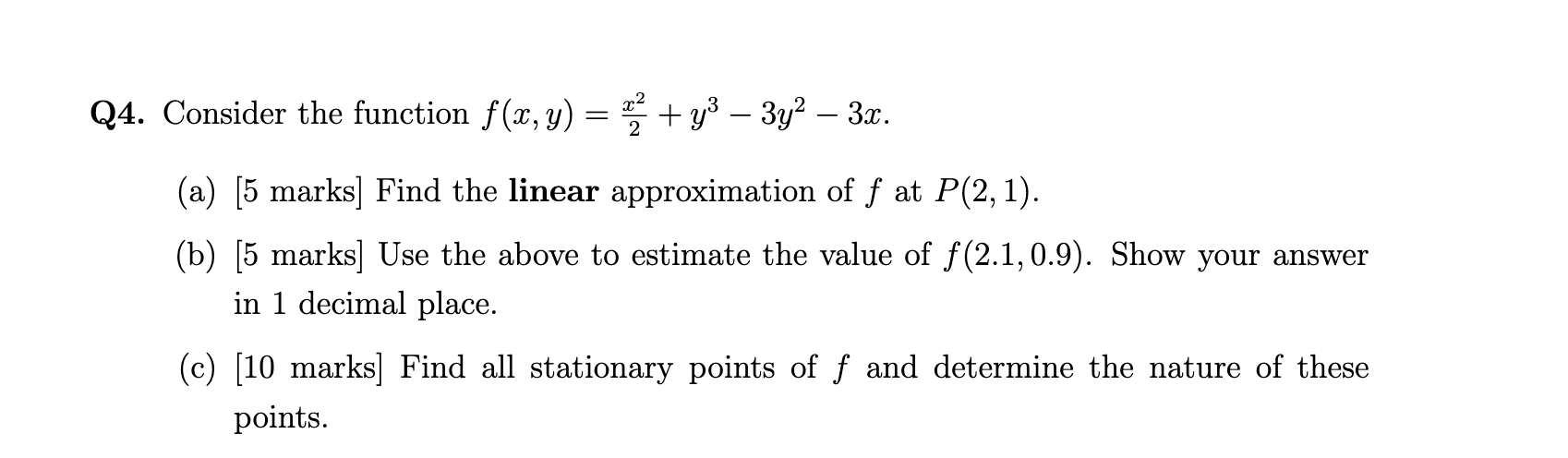 Solved 24. Consider the function f(x,y)=2x2+y3−3y2−3x. (a) | Chegg.com