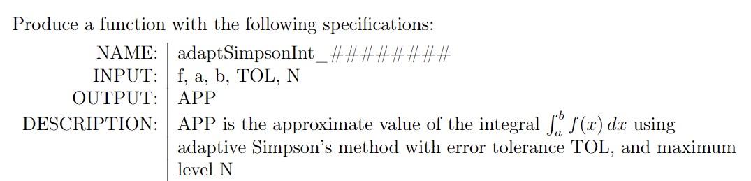 Solved Produce A Function With The Following Specifications 