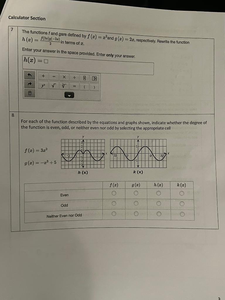 Solved The functions f and gare defined by f(x)=x2 and | Chegg.com