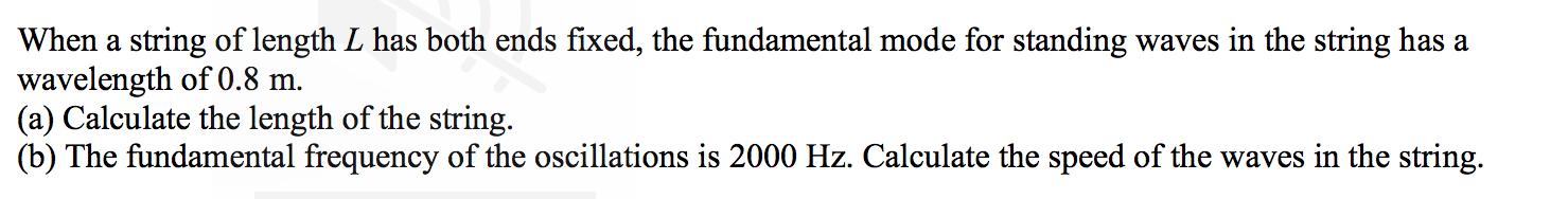 Solved When a string of length L has both ends fixed, the | Chegg.com