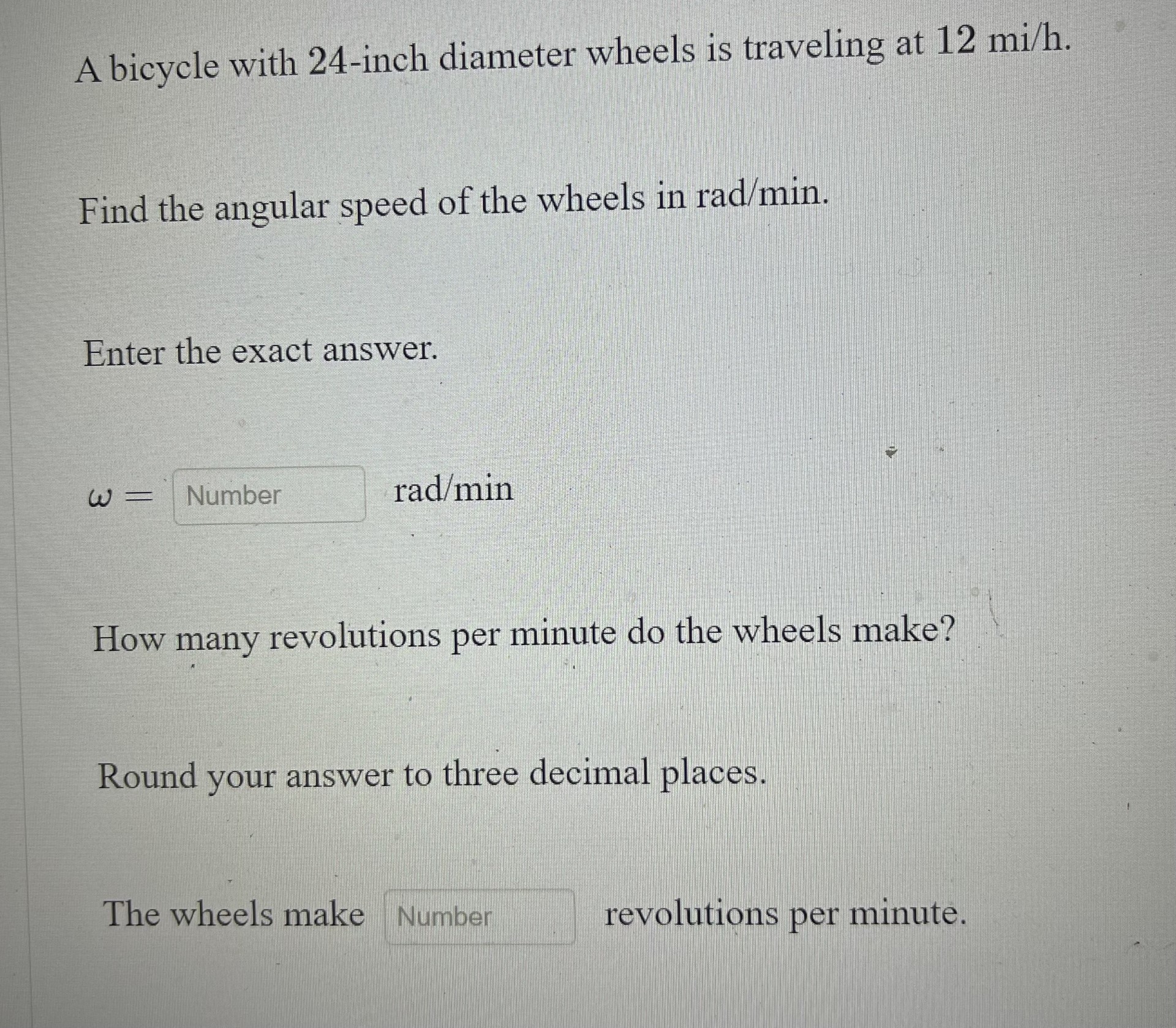 Solved A bicycle with 24 -inch diameter wheels is traveling | Chegg.com