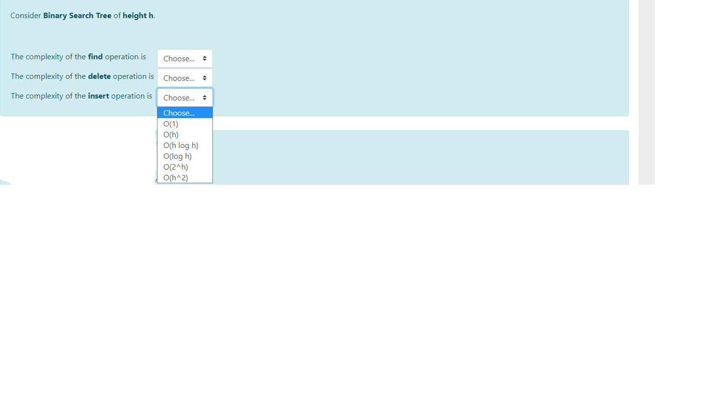 Solved Consider Binary Search Tree of height h. The | Chegg.com