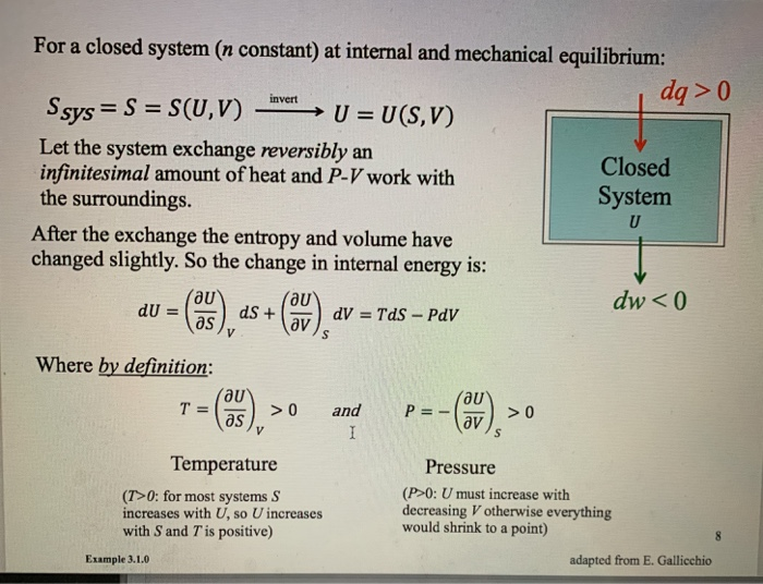 Solved explain the equation and what is (aU/aS)vdS means in | Chegg.com