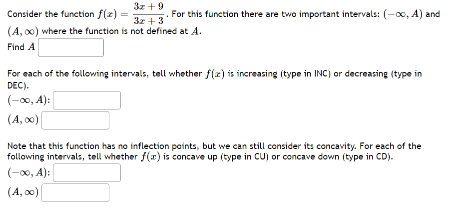 Solved Consider the function f(x)=3x+33x+9. For this | Chegg.com
