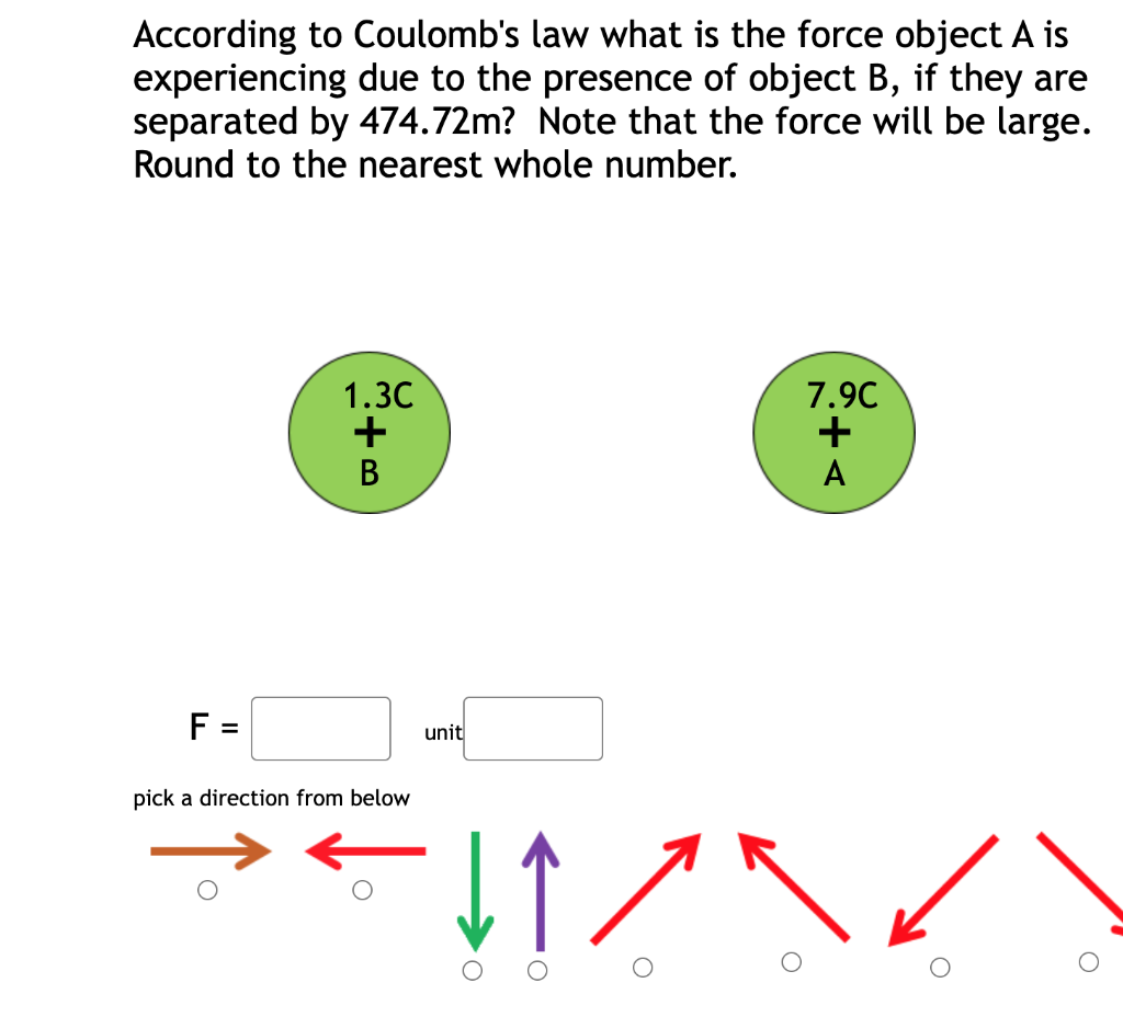Solved According to Coulomb's law what is the force object A | Chegg.com