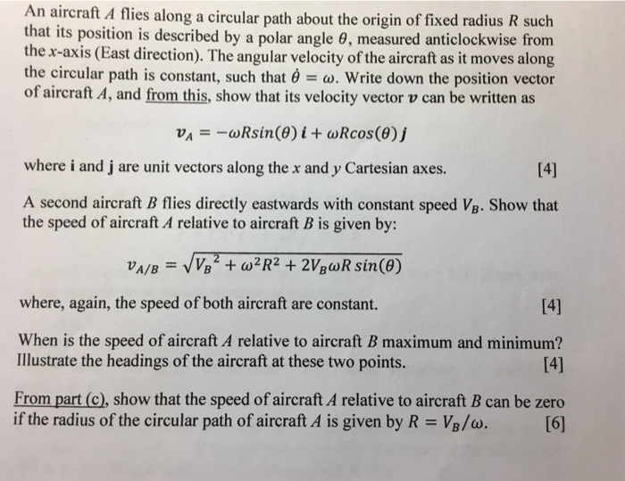 Solved An aircraft A flies along a circular path about the | Chegg.com