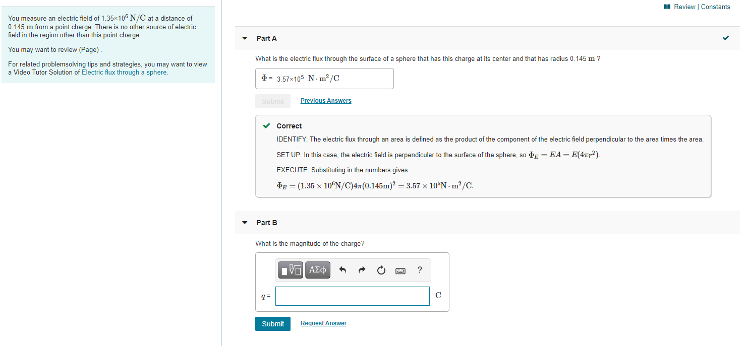 Solved Review Constants Part A You measure an electric field | Chegg.com