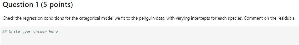 Solved The penguin data set in R program | Chegg.com