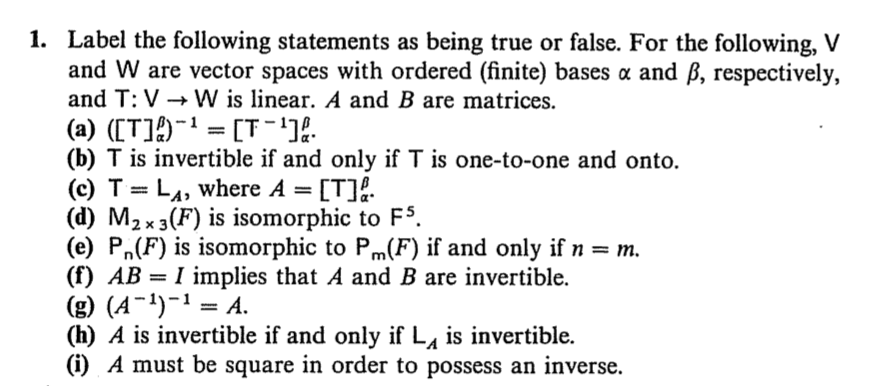 Solved = 1. Label the following statements as being true or | Chegg.com