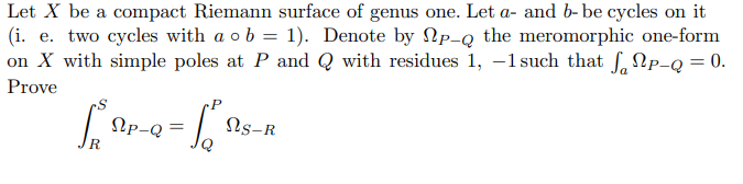 Solved Let X be a compact Riemann surface of genus one. Let | Chegg.com