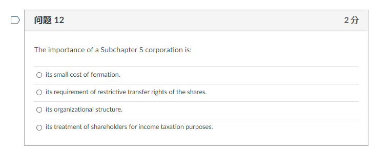 Solved 127 12 24 The importance of a Subchapter S | Chegg.com