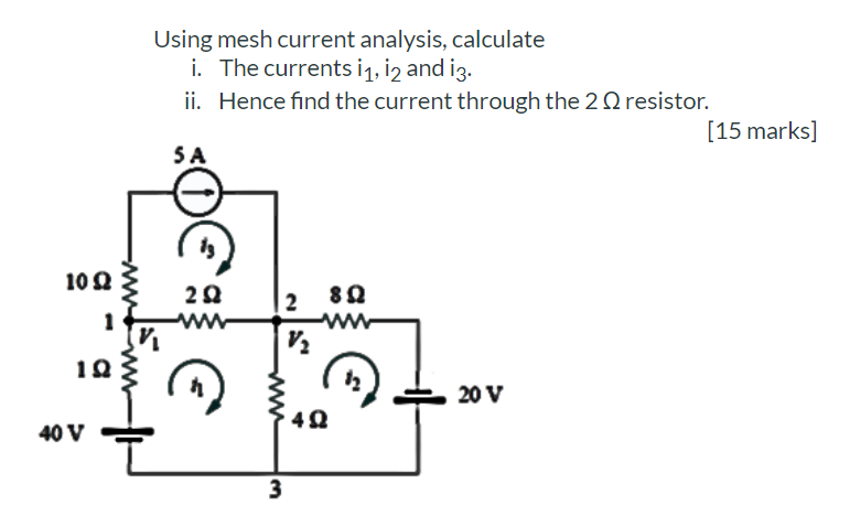 Solved Using mesh current analysis, calculate i. The | Chegg.com