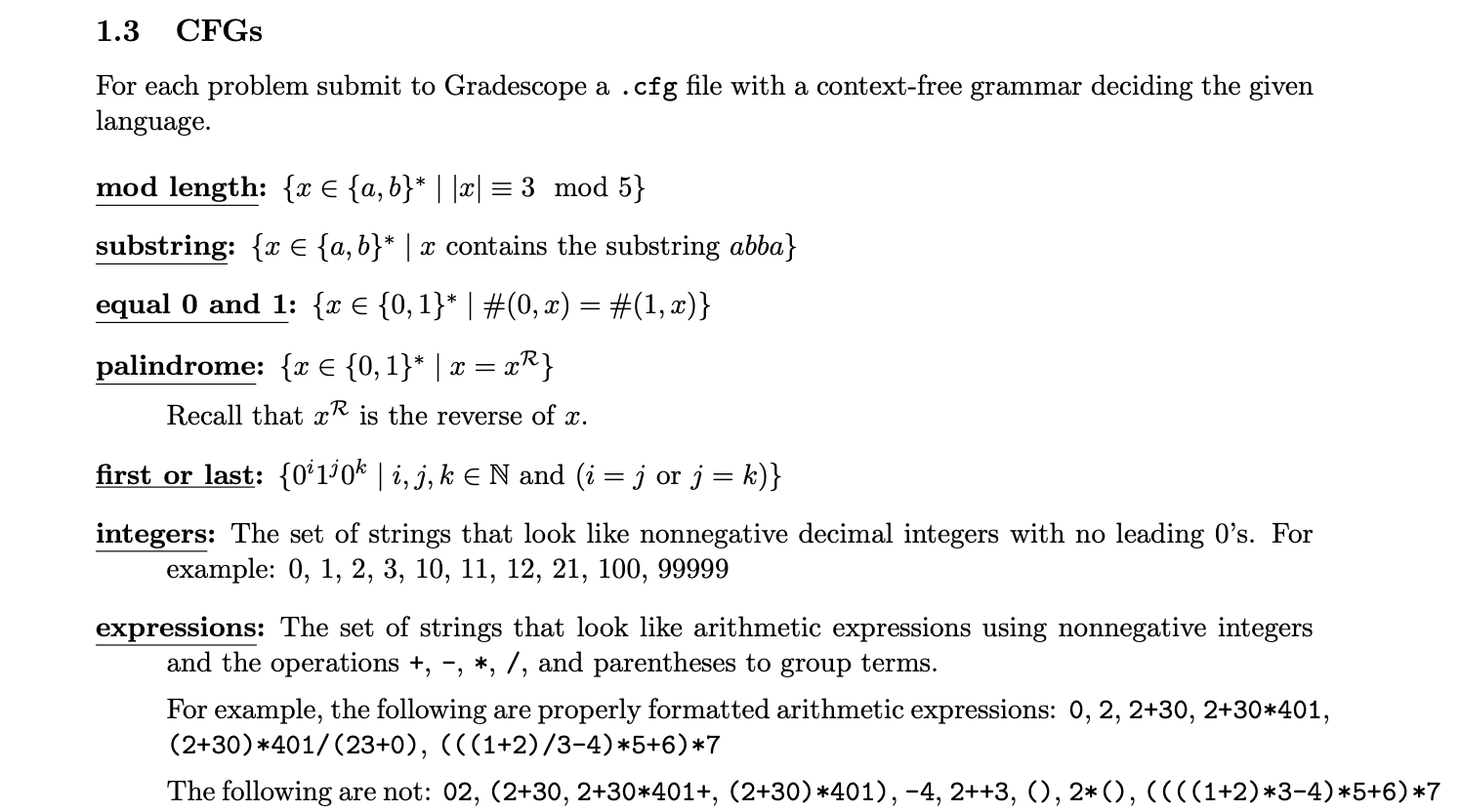 13 Cfgs For Each Problem Submit To Gradescope A Cfg
