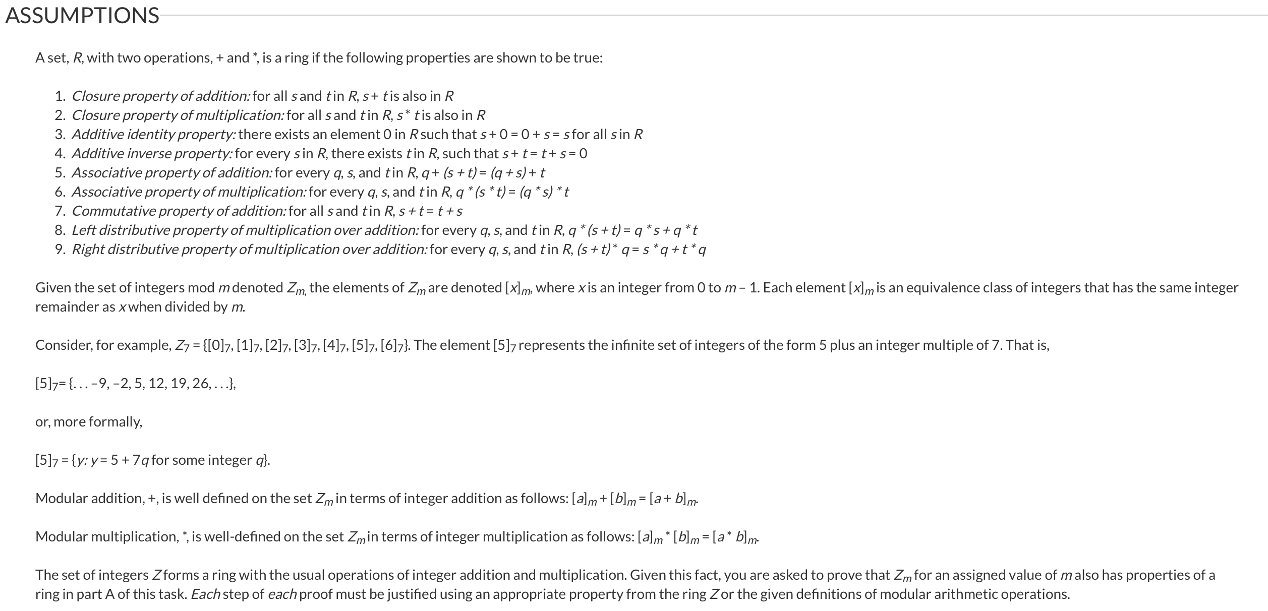 Solved A set, R, with two operations, + and ∗, is a ring if | Chegg.com