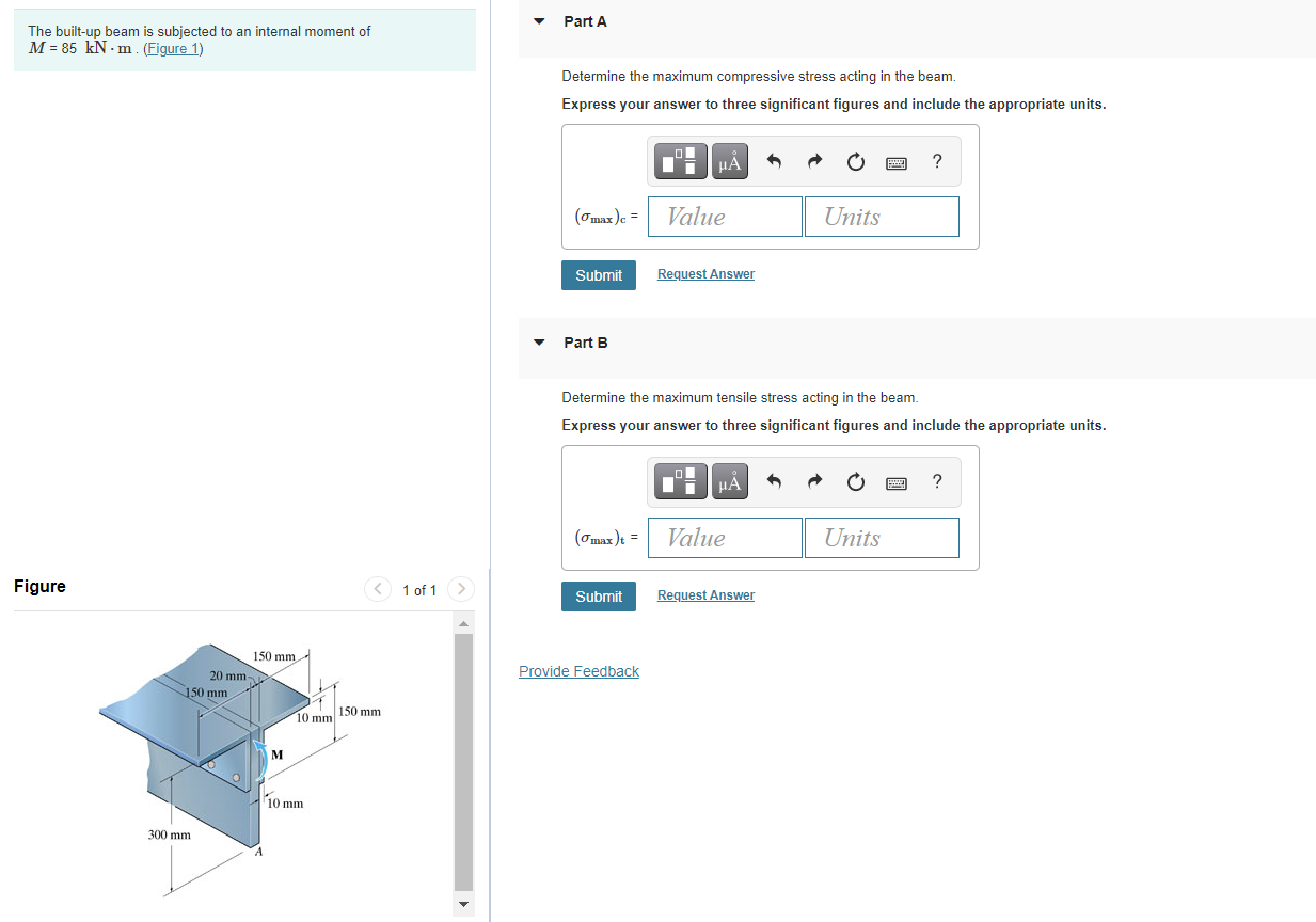 Solved Part A The built-up beam is subjected to an internal | Chegg.com