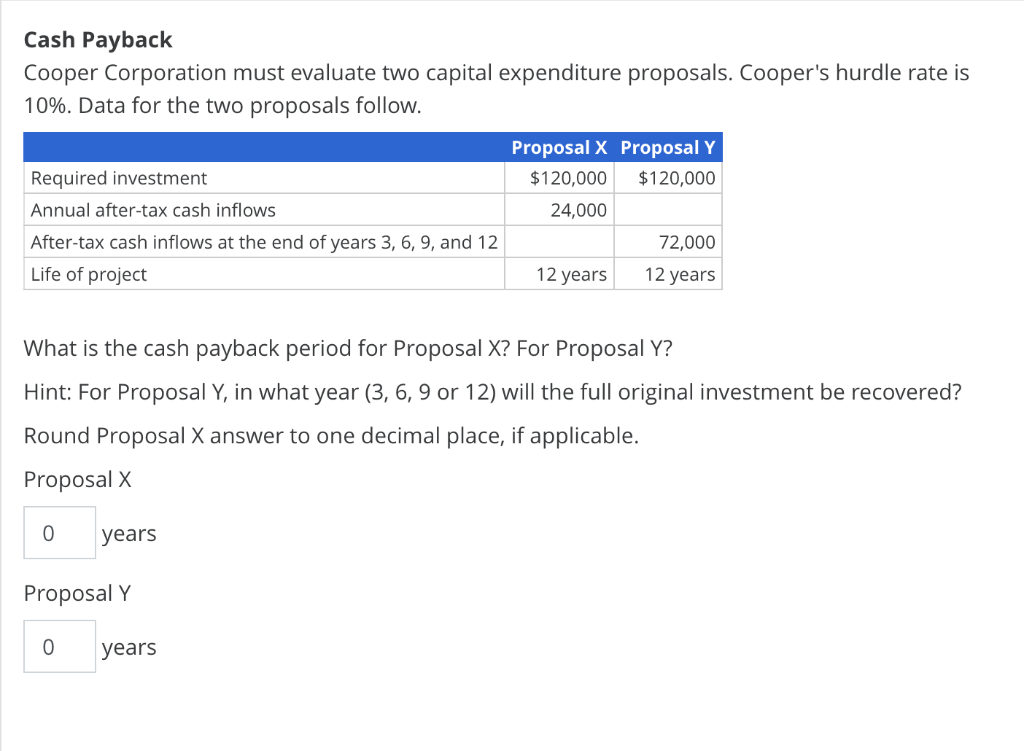Solved Cash Payback Cooper Corporation must evaluate two | Chegg.com