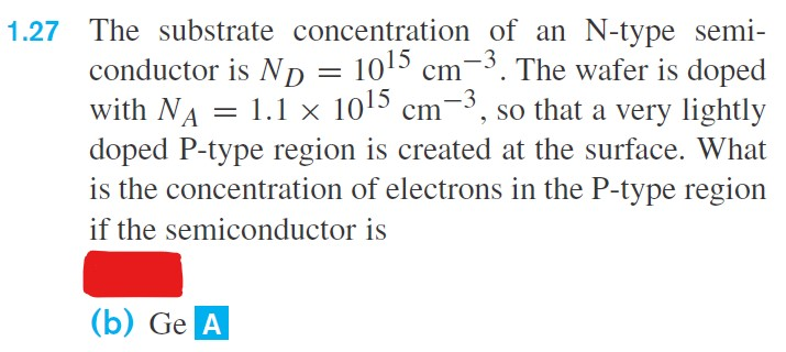 Solved 1.27 The substrate concentration of an N-type semi- | Chegg.com