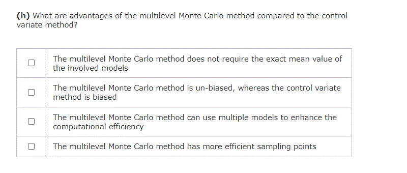 Solved H What Are Advantages Of The Multilevel Monte Carlo