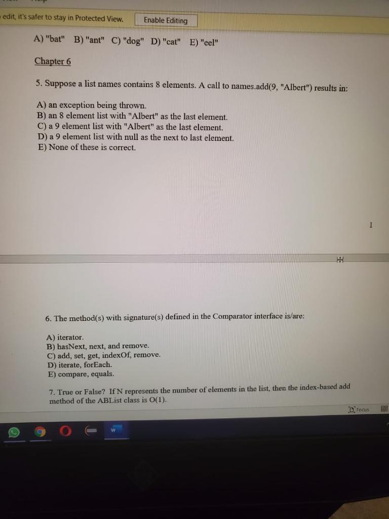 Solved .edit, it's safer to stay in Protected View. Enable | Chegg.com