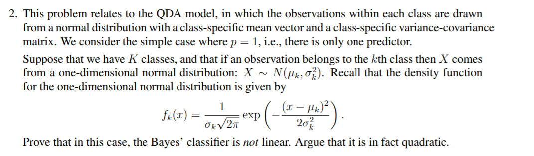 2. This problem relates to the QDA model, in which | Chegg.com
