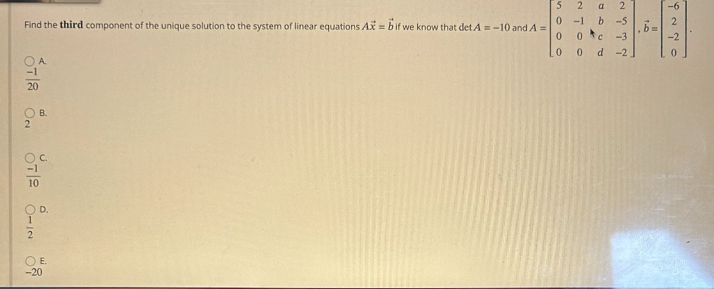 Solved 20−1 B. 2 c. 10−1 D. 21 E. | Chegg.com