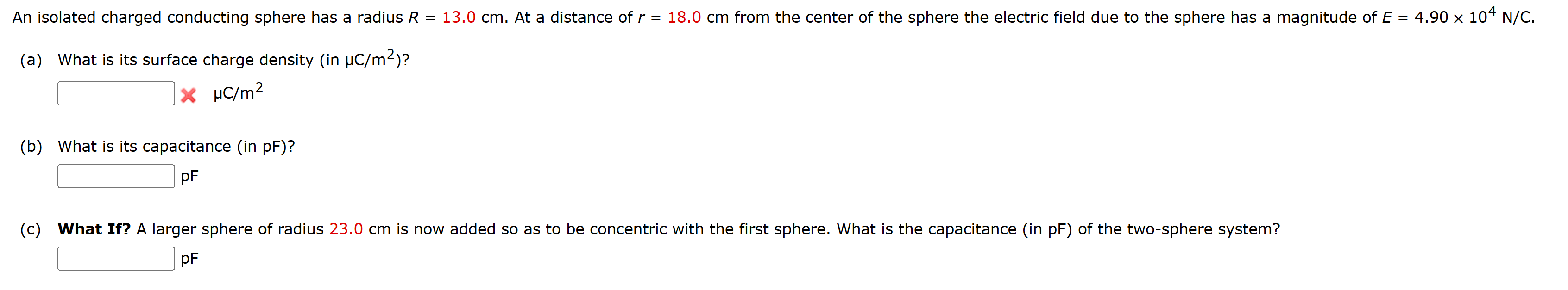 Solved An ﻿isolated charged conducting sphere has a radius | Chegg.com