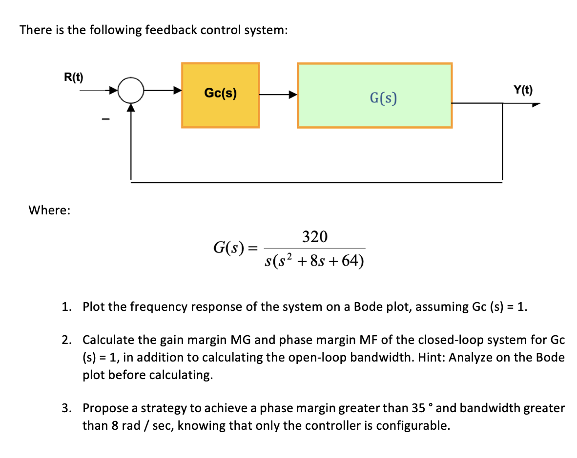 Solved There is the following feedback control system: R(t) | Chegg.com