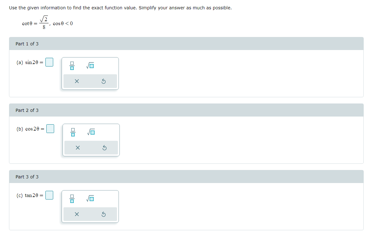 Solved Use the given information to find the exact function | Chegg.com