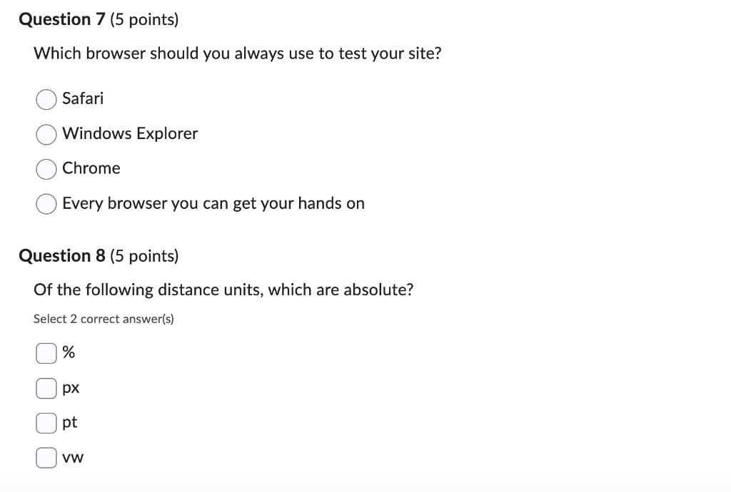 Solved Which browser should you always use to test your | Chegg.com