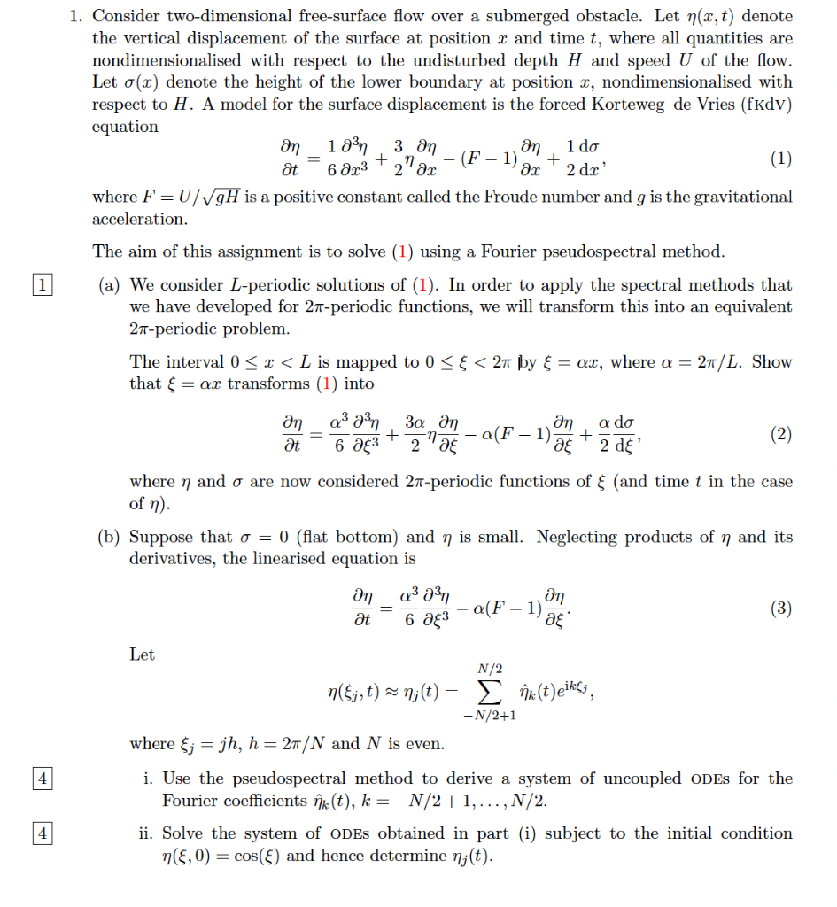 Solved 1. Consider two-dimensional free-surface flow over a | Chegg.com