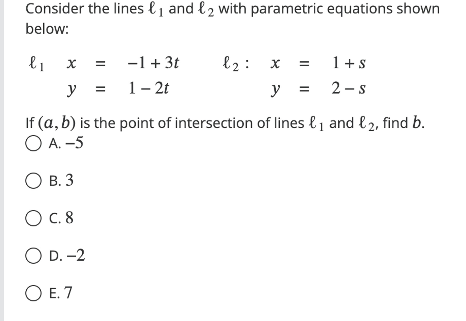 Solved Consider the lines l1 ﻿and l2 ﻿with parametric | Chegg.com