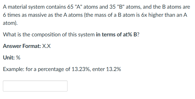 Solved A material system contains 65 "A" atoms and 35 "B" | Chegg.com