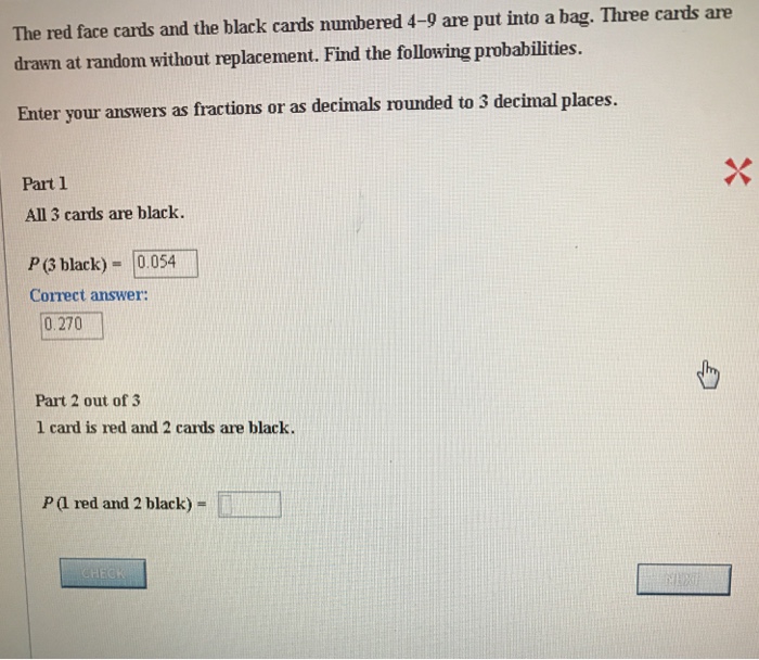 Solved The red face cards and the black cards numbered 4-9 | Chegg.com