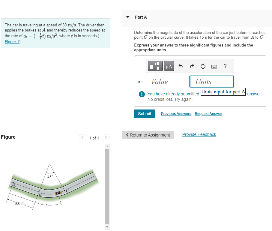 Solved The car is traveling at a speed of 30 m/s. The driver | Chegg.com