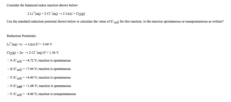 Solved Consider the balanced redox reaction shown below: 2 | Chegg.com