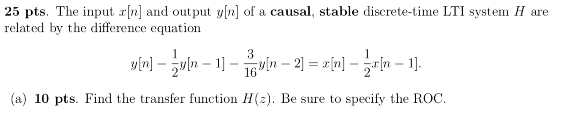 Solved 25 pts. The input x[n] and output y[n] of a causal, | Chegg.com