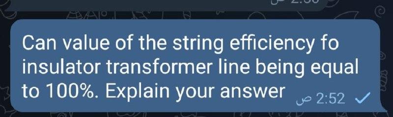 Solved Can value of the string efficiency fo insulator | Chegg.com