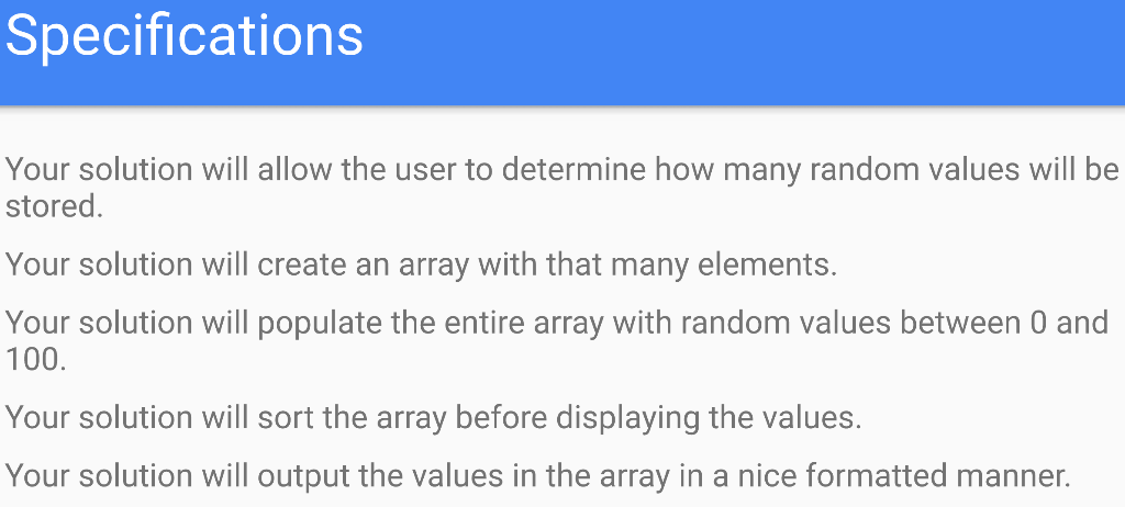 Solved Possible View Of A 1d Array Of Values Expected
