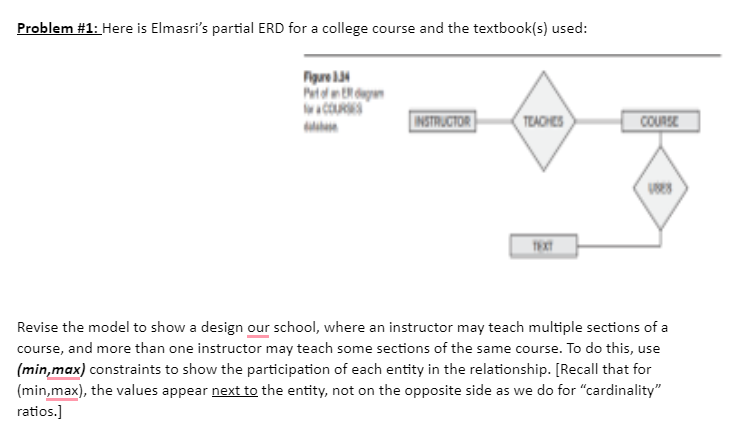 Solved Problem \#1: Here is Elmasri's partial ERD for a | Chegg.com