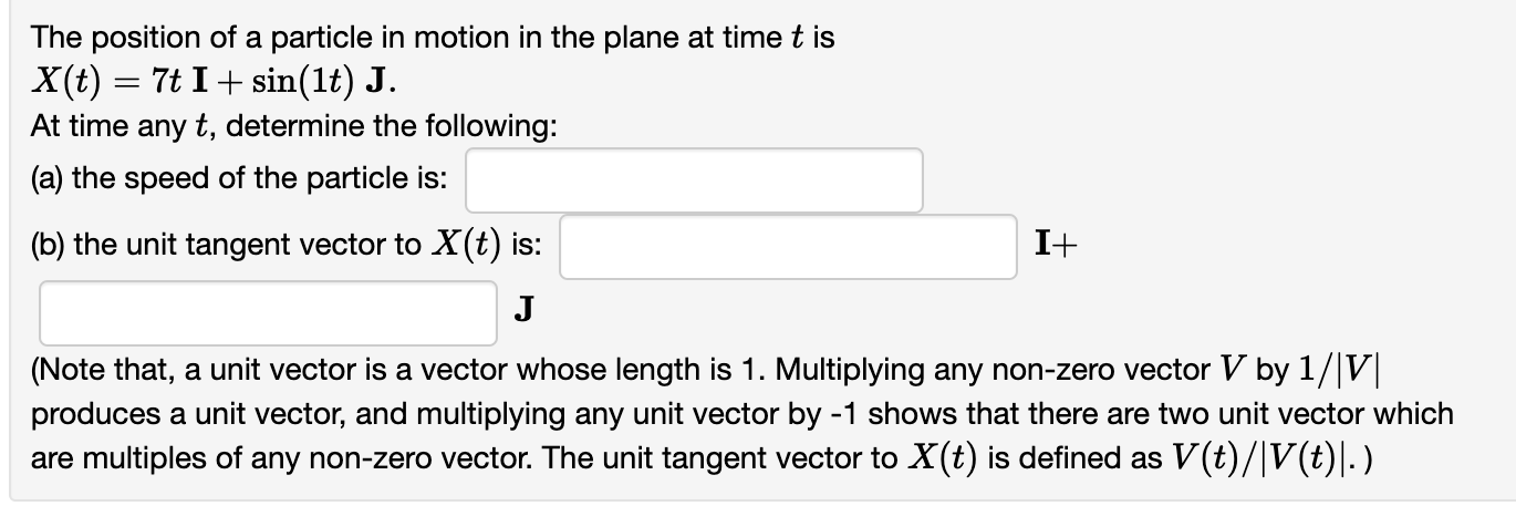 Solved The position of a particle in motion in the plane at | Chegg.com