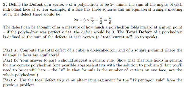 7 T л 3. Define the Defect of a vertex v of a | Chegg.com