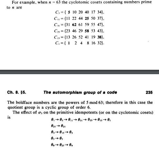 For example, when n = 63 the cyclotomic cosets | Chegg.com