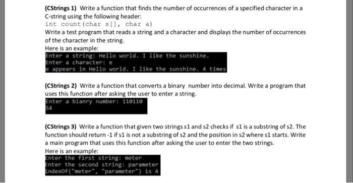 Solved (CStrings 1) Write a function that finds the number | Chegg.com